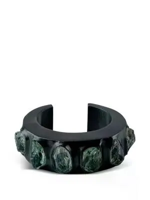 PARTS OF FOUR Surfaced Crescent Bracelet With Green Amethyst - Black