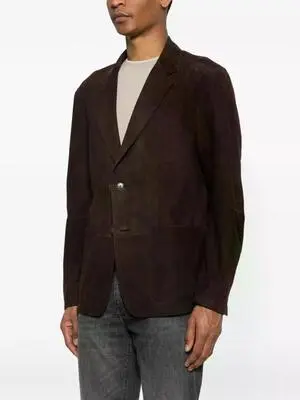 Canali Button Suede Blazer - Brown