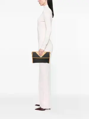 Saint Laurent Leather Trimmed Coated Canvas Clutch Bag