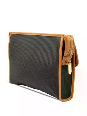 Saint Laurent Leather Trimmed Coated Canvas Clutch Bag