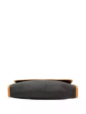 Saint Laurent Leather Trimmed Coated Canvas Clutch Bag