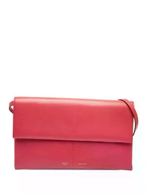 Celine Folded Leather Clutch On Strap Shoulder Bag - Red