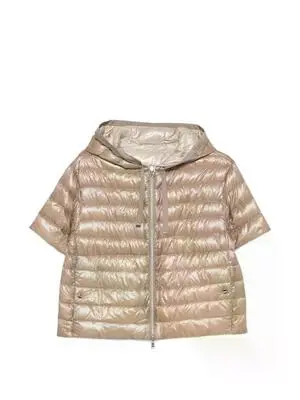 Herno Short Sleeve Hooded Quilted Jacket - Neutrals