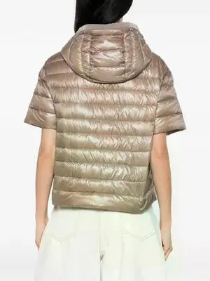 Herno Short Sleeve Hooded Quilted Jacket - Neutrals
