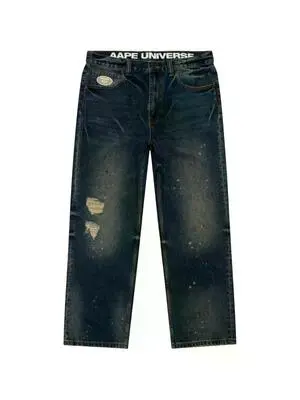 AAPE BY *A BATHING APE Distressed Paint Splatter Denim Trousers