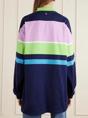 Versace Embroidered Striped Cotton-jersey Sweater - Multi