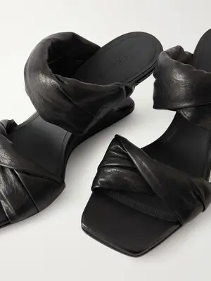 Rick Owens Twisted Cantilever Suede Wedge Mules - Black