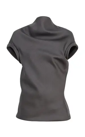 Khaite Tandie Draped Wool-silk Cady Top - Grey