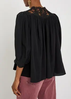 Chloé Lace-trimmed Silk Blouse
