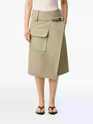 AMI Paris Cotton Blend Gabardine Wrap Skirt With Dual Pockets