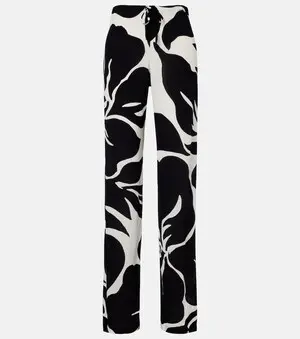 Dries Van Noten Floral Straight Leg Trousers - Black