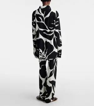 Dries Van Noten Floral Straight Leg Trousers - Black