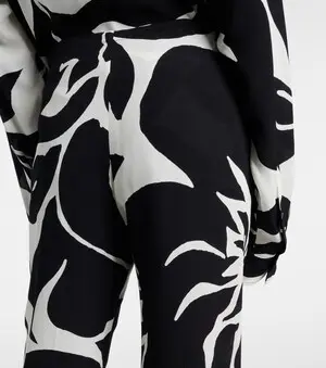 Dries Van Noten Floral Straight Leg Trousers - Black