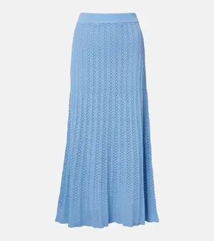 Rebecca Vallance Natalie Pointelle Midi Skirt - Blue