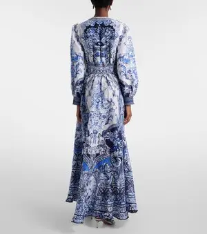 Camilla Printed Linen And Silk Maxi Dress