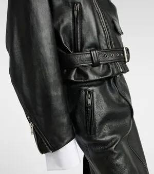 Saint Laurent Cropped Leather Biker Jacket