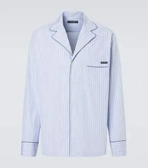 Dolce & Gabbana Striped Cotton And Silk Poplin Pajama Shirt - Blue