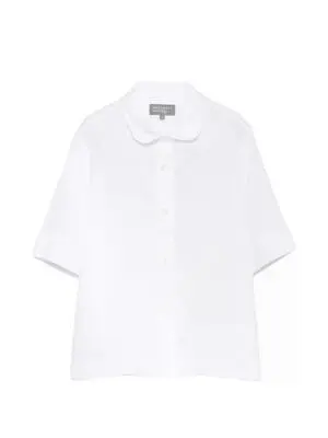 MARGARET HOWELL Peter Pan Collar Short Sleeve Shirt - White