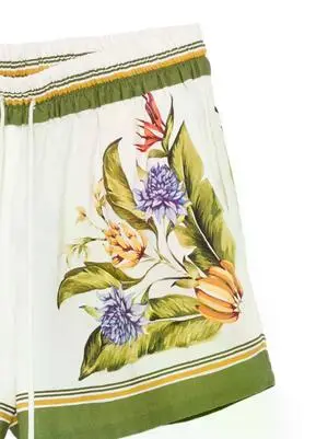 Farm Rio Cream White Floral Print Drawstring Shorts