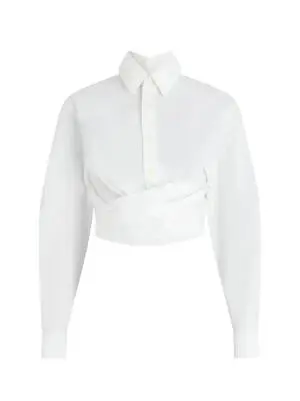 JEAN PAUL GAULTIER Cropped Cotton Wrap Shirt