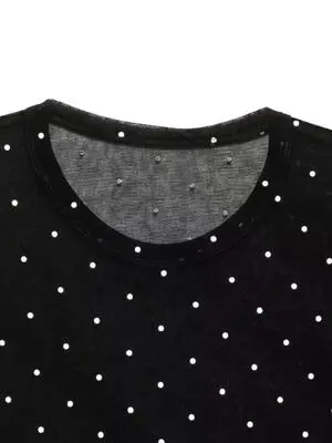 JNBY Polka-dot Long-sleeve Cotton T-shirt - Black
