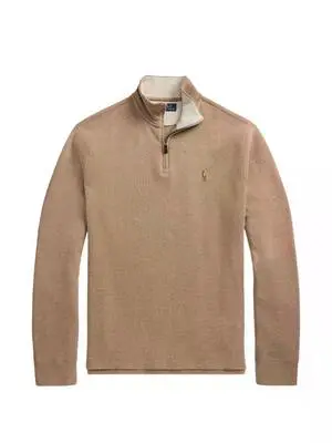 Polo Ralph Lauren Textured Knit Quarter-zip Sweater - Brown