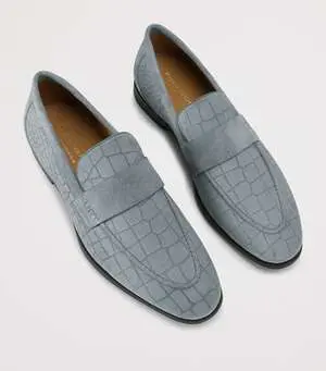 Kurt Geiger Croc-embossed Suede Loafers - Blue