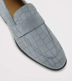 Kurt Geiger Croc-embossed Suede Loafers - Blue