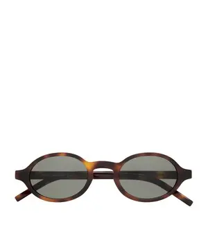 Saint Laurent Acetate Oval Sunglasses - Brown