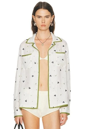 BODE Blackberry Patch Long Sleeve Top - White Multi
