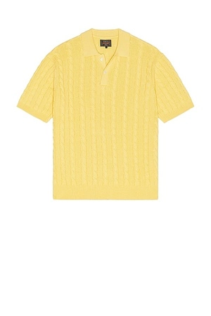 BEAMS Knit Polo Cable - Yellow