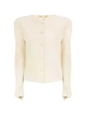 Chloé Collarless Fitted Jacket - Neutrals