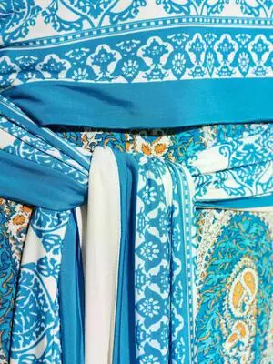 Etro Paisley Print Maxi Dress With Tie Waist - Blue