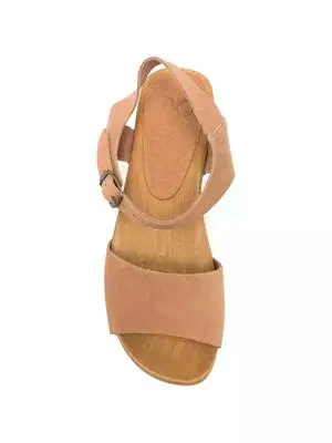 BOSABO Suede Ankle Strap Block Heel Sandals