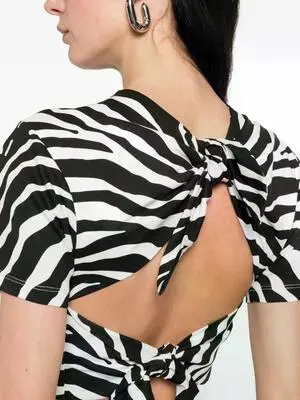 Attico Zebra-print Tie Detail Cropped Top - Black