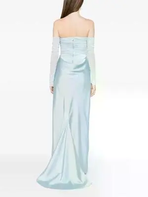 ROTATE BY BIRGER CHRISTENSEN Ruched Maxi Dress With Long Sleeves - Blue