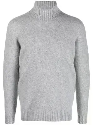 DRUMOHR Drumohr Grey Lambswool Roll Neck Jumper Grey