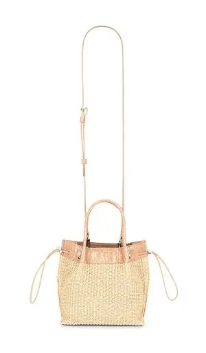By Far Baby Kayla Raffia & Croco Embossed Handbag - Neutral