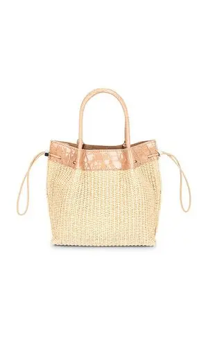 By Far Baby Kayla Raffia And Croc Embossed Handbag
