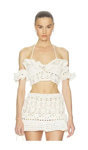 ANIYE RECORDS Mabel Ruffle Top - Cream