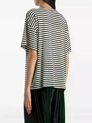 Khaite Linda Striped V-neck T-shirt - Neutrals