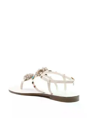 TWINSET Flower Embellished Flat Sandals - Neutrals