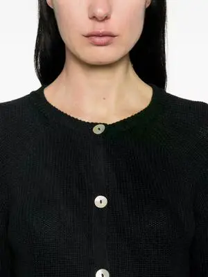BEYOU Buttoned Crew Neck Cardigan - Blue
