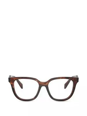 Prada Geometric Frame Glasses - Brown