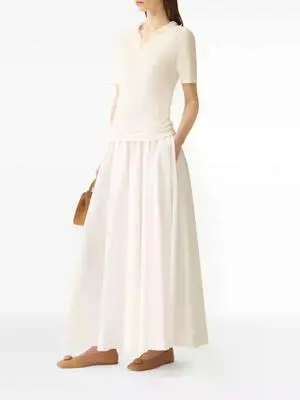 Fabiana Filippi V-neck Short Sleeve Top With Lace Detail - Neutrals