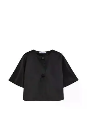 Max Mara Buttoned Cape With Short Sleeves - Black