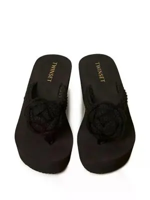 TWINSET Wedge Sandals With Floral Embellishment