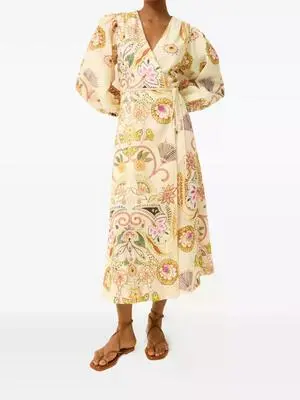 MARIE OLIVER Everette Puff-sleeve Floral Print Midi Dress