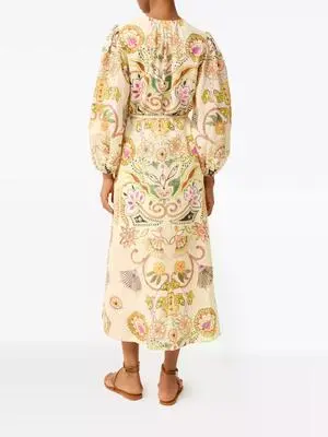 MARIE OLIVER Everette Puff-sleeve Floral Print Midi Dress