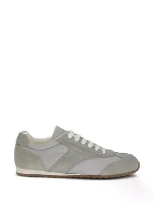 Prada Suede Panelled Lace-up Sneakers - Grey
